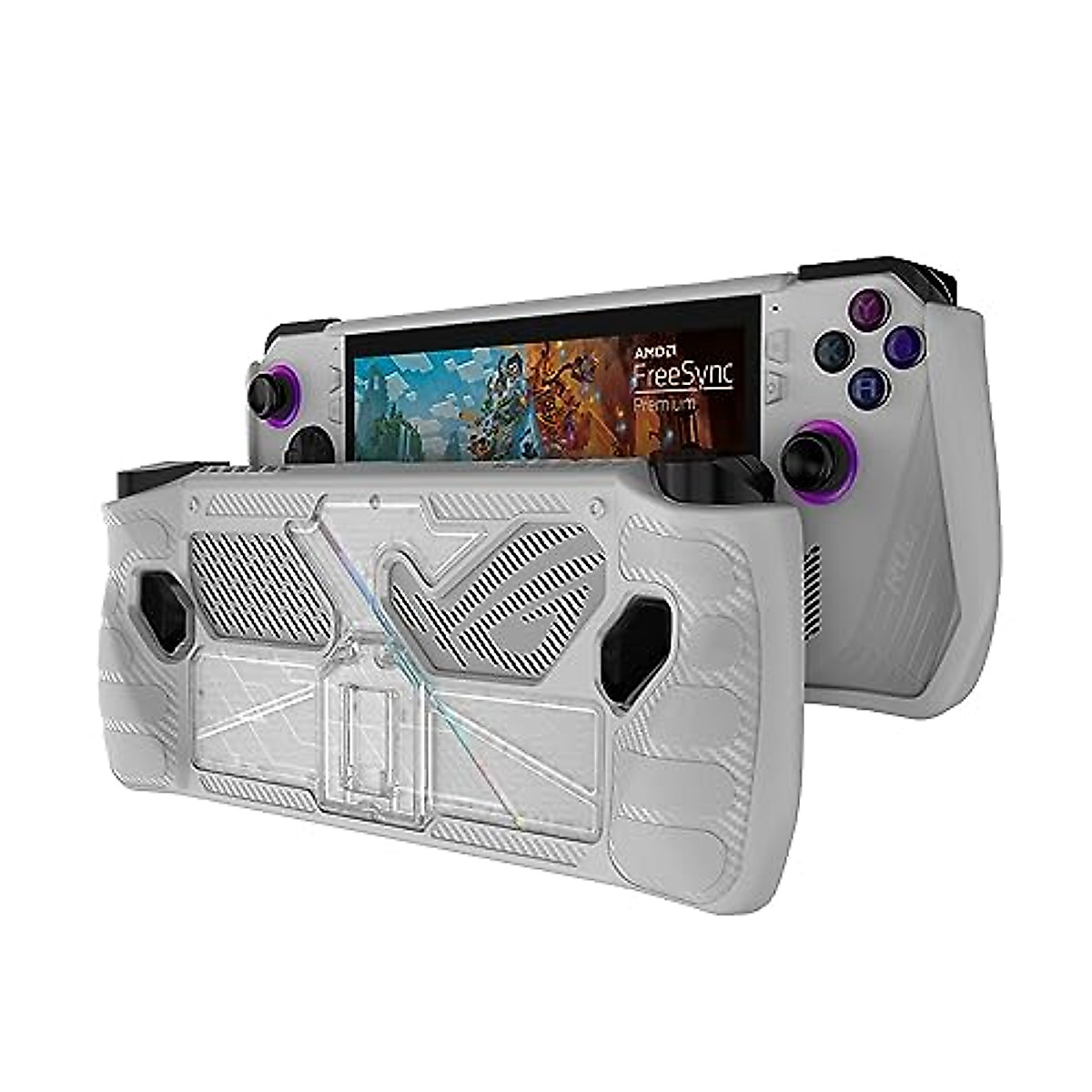 MES MERRY Kickstand Case for 2023 ASUS ROG Ally Handheld, ROG Ally 7 Accessories Protective Cover Grip with Stand (Clear White)