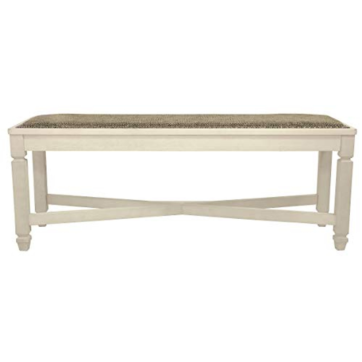 Signature Design by Ashley Bolanburg French Country Upholstered Dining Room Bench, Antique White