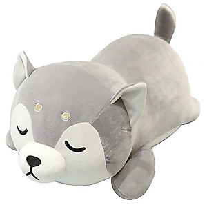 ERDAO Husky Plush Pillow,Huskie Stuffed Animal Toy Puppy Throw Pillow for Kids,Valentine's Day,Christmas (19.6inch)