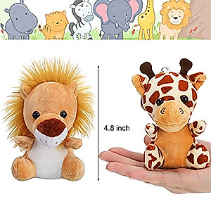 18 Pieces Small Safari Stuffed Animals 4.8 Inch Mini Jungle Animal Plush Toys Zoo Stuffed Animals Set Cute Small Plush for Animal Themed Parties Teacher Student Award(Delicate Style)