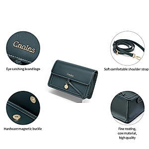 Cnoles Small Crossbody Shoulder Bag for Women Genuine Leather Cell Phone Bags Card Holder Wallet Purse and Handbags Green