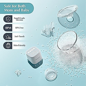 Bluefair Breast Pump, Wearable Breast Pump, Breast Pump Hands-Free, Wearable Pumps for Breastfeeding, 3 Modes & 12 Levels, Smart Display, Memory and Anytime Pause function-24mm, 2 Pack(White)