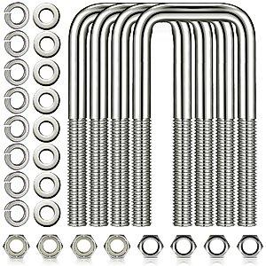 4 Pcs Hotop 304 Stainless Steel Square U-Bolt Boat Trailer U-Bolts with Washers and Nuts l Heavy Duty U Bolt for Sailboat Trailer Automobiles Industrial Part (1/2 D x 2 1/16 W x 4 3/4 Inch)