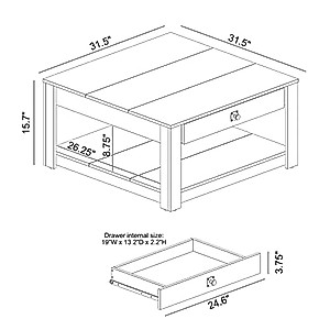 Galano Philia Square Coffee Table - Hidden Compartment and Storage Shelf - Modern Tabletop Dining Table for Living Room - Engineered Wood - Easy Assembly - Knotty Oak