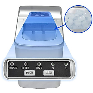 SMETA Bullet Pebble Ice Maker Machine Countertop, Chewable Nugget Ice Chip Maker Crushed Ice Machine Soft Chewy Ice Cubes Quick in 6-10mins, 26lbs/24H with Ice Scoop for Gift, Stainless Steel Silver
