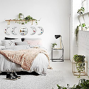 Lmaray 5 Pieces 10" White Moon Phase Shelf Set, Solid Wood, Bed Sofa Wall Decor Storage Rack, Moon Decors Crystal Display Shelf, Boho Shelf Decor Moon Shelf, Crescent Floating Shelves, Witch Gift