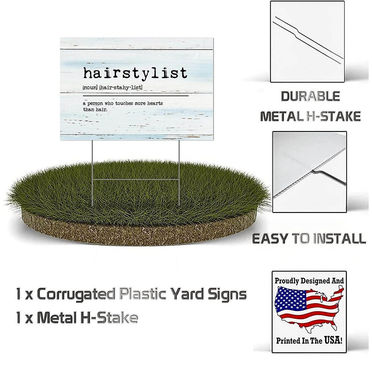 Signs Board Hairstylist Word Description Corrugated Sign House Warming Gift Inspirational Saying for Garage Sales Rent Open House Construction 12"x18"