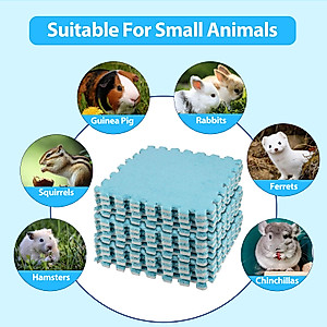 BNOSDM 12Pcs Guinea Pig Plush Pads, Reusable Rabbit Sleeping Floor Mats with Edging, Washable Guinea Pig Fleece Cage Liners, Soft Warm Bunny Bedding, Cage Pad for Small Animals (11.8", Blue)