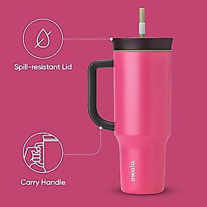 Owala Stainless Steel Triple Layer Insulated Travel Tumbler with Spill Resistant Lid, Straw & 2-in-1 Cleaner Brush