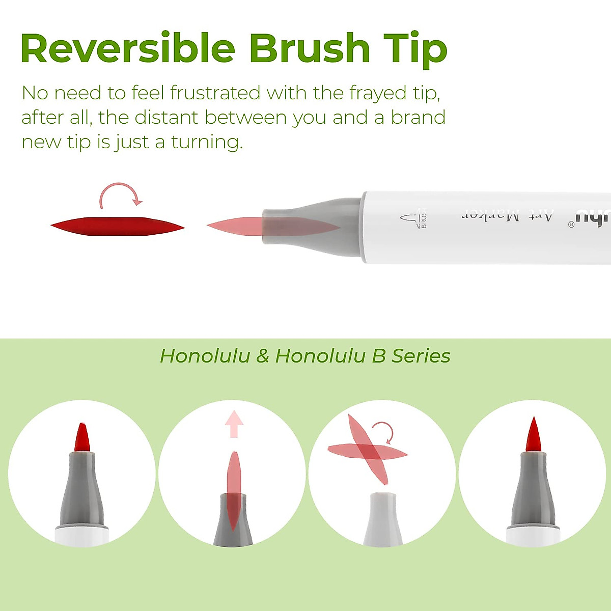 Ohuhu Markers Replacement Super Brush Nibs of Honolulu & Honolulu B Series - Pack of 8 - A Tweezer included - Comes in A Storage Box