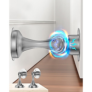 WINONLY Door Stopper, Magnetic Door Stop, Stainless Steel, Magnetic Door Catch, 3M Double-Sided Adhesive Tape, No Drilling, Screws for Stronger Mount, Hold Your Door Open, for Wide Doors (2)