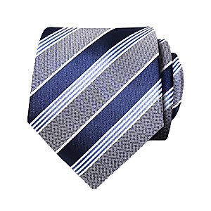 Manoble Fashion Men's Ties Formal Business 3.15'' Ties for Men Dark Light Blue Gray Striped Neckties + Gift Box