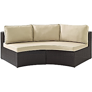 Crosley Furniture Catalina Outdoor Sectional Sofa, 3-Person Wicker Patio Couch for Deck, Backyard, Poolside, Brown