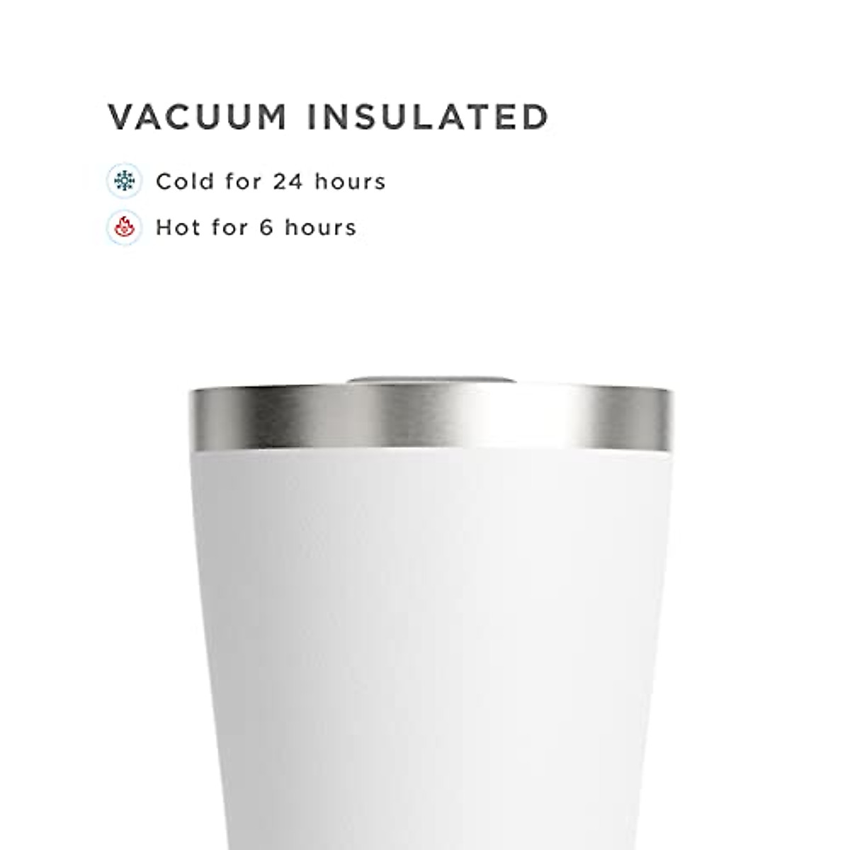 Zoku 20oz Powder Coated Tumbler, White | Premium Stainless Steel and Vacuum Insulated | Special Rotating Lid Designed for Sipping and Straw Use