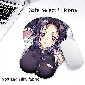 Anime Mouse Pad with Silicone Wrist Rest Support Gaming 3D Non-Slip Computer Mouse Pad Comfortable Silicone Desk Mouse Pad