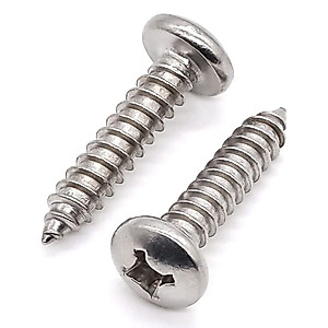 Glvaner #14 x 1/2" (50 pcs) Pan Head Self Tapping Screws, 18/8 Stainless Steel 304, Phillips Pan Head Sheet Metal Screws, Pan Head Wood Screws, No.6.3mm Thread Size