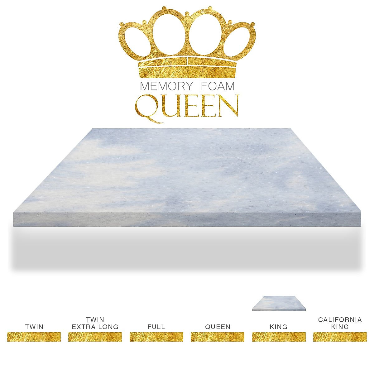 MFQ - Gel Memory Foam Mattress Topper King Size Bed Pad - Made in The USA - 2 Inch Gel Mattress Topper King Size for Extra Padding - Extra Soft and Comfy Gel Infused Toppers