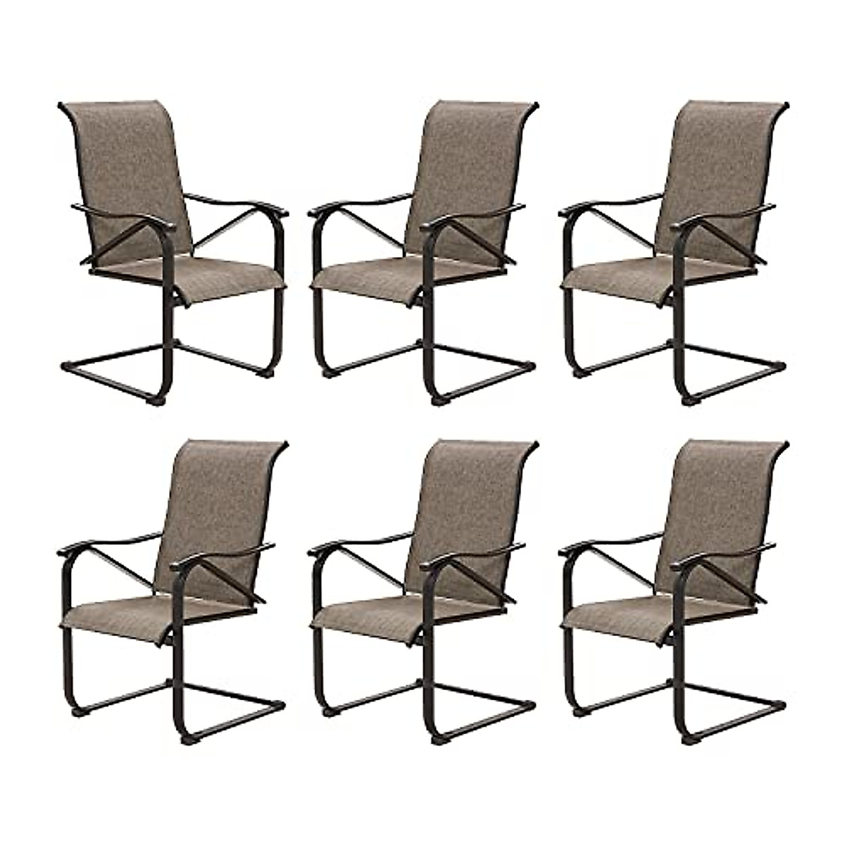 VICLLAX Spring Motion Patio Chair High Back Mesh Sling Outdoor Dining Chairs Set of 6