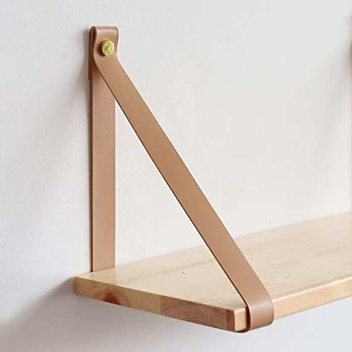 FRIADE PU Leather Strap Shelves,Wall Floating Shelf, Storage Rack for Kitchen,Living Room,Bedroom,Study,Set of 2