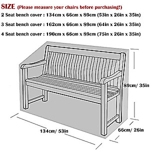 Patio Loveseat Bench Cover UCARE Waterproof 2/3/4 Seater Garden Sofa Bench Protector Lounge Deep Seat Covers for Outdoor Indoor Furniture (4 seat Bench Cover: 75x26x35in/ 190x66x89cm)