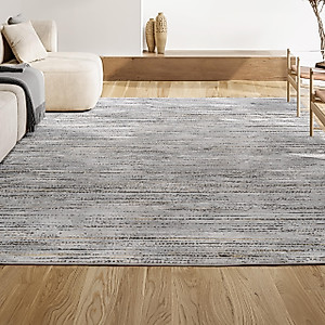 JONATHAN Y SOR200A-8 Loom Modern Strie' Indoor Area-Rug Solid Striped Casual Transitional Easy-Cleaning Bedroom Kitchen Living Room Non Shedding, 8 ft x 10 ft, Gray/Black