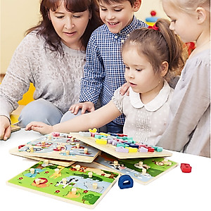 LEO & FRIENDS: Wooden Chunky Number Math Puzzle - 26pc, Colorful Play & Learn Toy, 0-9, Addition-Subtraction-Multiplication- Division, Kids Ages 3+