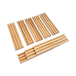 JUNWRROW Premium Pinewood Domino Racks/Trays - Set of 8 for Mexican Train Dominoes, Chickenfoot Dominoes and Other Domino Games - Dominoes NOT Included
