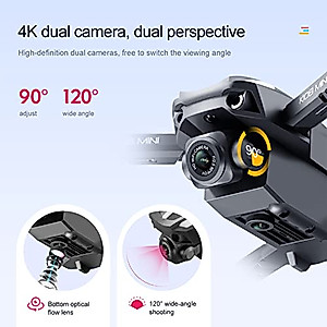 RHOOTZ Foldable Drones with 4k 90° ESC Cameras for Adult Beginners, Mini C Quadcopter Toys Gifts WiFi FPV UAV Live Video with 360° Roll, Obstacle Avoidance, Trajectory Flight,Dynamic Lighting