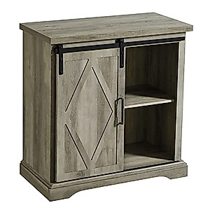 Okvnbjk Sideboard Buffet Cabinet,Coffee Bar Cabinet, 32in Cabinet with Sliding Barn Door, Small Farmhouse Buffet Table for Kitchen Living Room (Grey Wash)