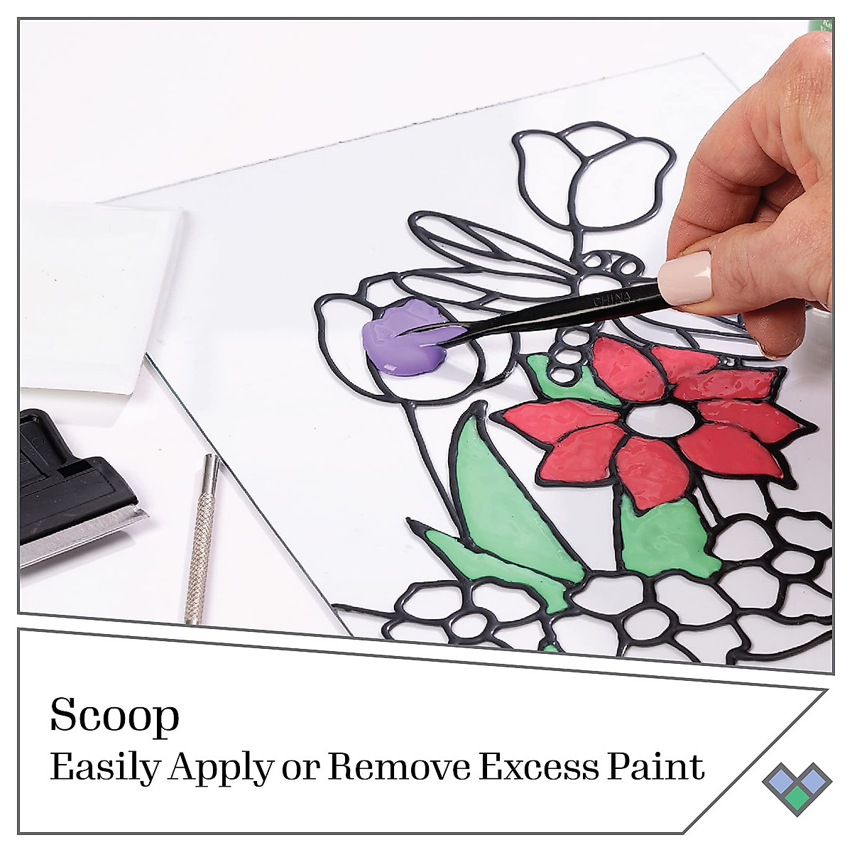 Gallery Glass, 4 Piece Tool Set Perfect for Stained Glass DIY Arts and Crafts, 19739, Multi-Color