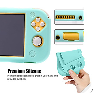 Switch Lite Coral Accessories, Soft Silicone Case for Nintendo Switch Lite with Screen Protector and 6 Thumb Grips - Coral
