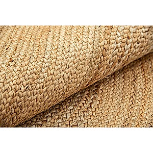 HOMEMONDE 4 x 6 ft Braided Oval Rug Farmhouse Reversible Carpet for Living Room Handmade Jute Area Rugs, Natural