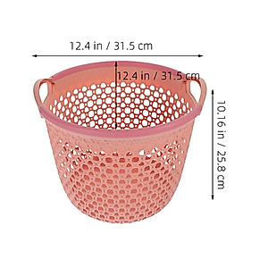 HOLIDYOYO Flexible Laundry Basket, Laundry Hamper Plastic Laundry Basket with Handle Hollow Dirty Clothes Storage Basket Portable Round Bin for Bathroom Dorm Pink