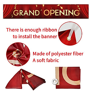 Red Large Grand Opening Banner Backdrop,Shops Malls Companies Restaurants Store Business Opening Activities Advertising,Outdoor Outside Opening Propaganda Decorations Supplies 9.8x1.6 Feet