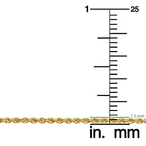 Kooljewelry 10k Yellow Gold Rope Chain Necklace (1.5 mm, 26 inch)