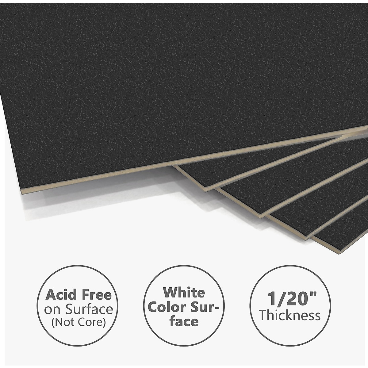 Somime 12 Pack Backing Boards Only - 8x10 Uncut Black Mats Matboards, Acid Free Backerboards, Ideal for Photos/Pictures/Prints/Frames/Arts