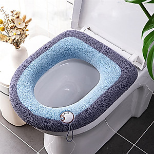 GODENI Winter Bathroom Toilet Seat with Handle Closestool Washable Soft Warmer Mat Pad Cushion Universal Toilet Seat Bidet Covers Toilet seat (Color : Pink)