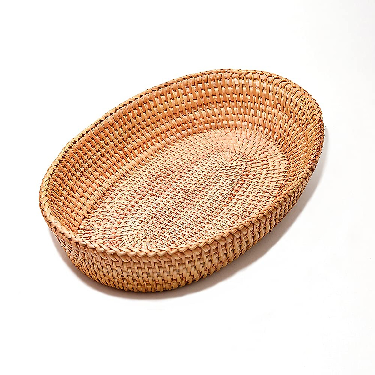 12.6 Inch Woven Bread Basket Fruit Basket for Kitchen Counter Wicker Handmade Long Bread Serving Basket Food Organizer Display Basket Storage Basket for Spoon Fork Napkin