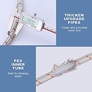 ARCORA 16-Inch Length Faucet Hose Connector Braided Stainless Steel cUPC Supply Lines 1/2-Inch FIP x 1/2-Inch FIP Faucet Hose Replacement 1 Pair