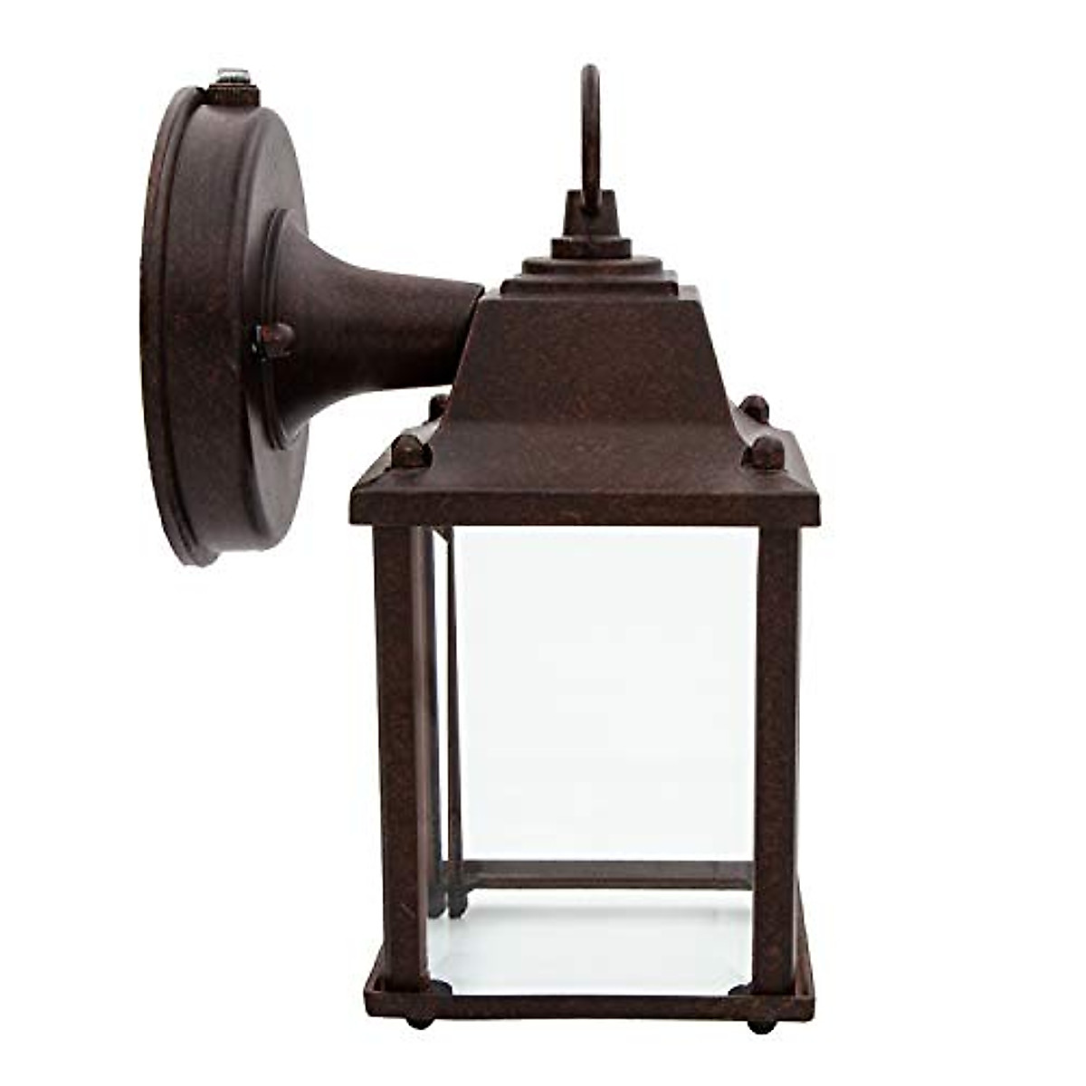 Maxxima LED Porch Lantern Outdoor Wall Light - Aged Bronze with Clear Glass, 3000K Warm White, 650 Lumens, Dusk to Dawn Photocell Light Sensor, Patio or Porch Sconce Fixture, Exterior Lighting - Brown