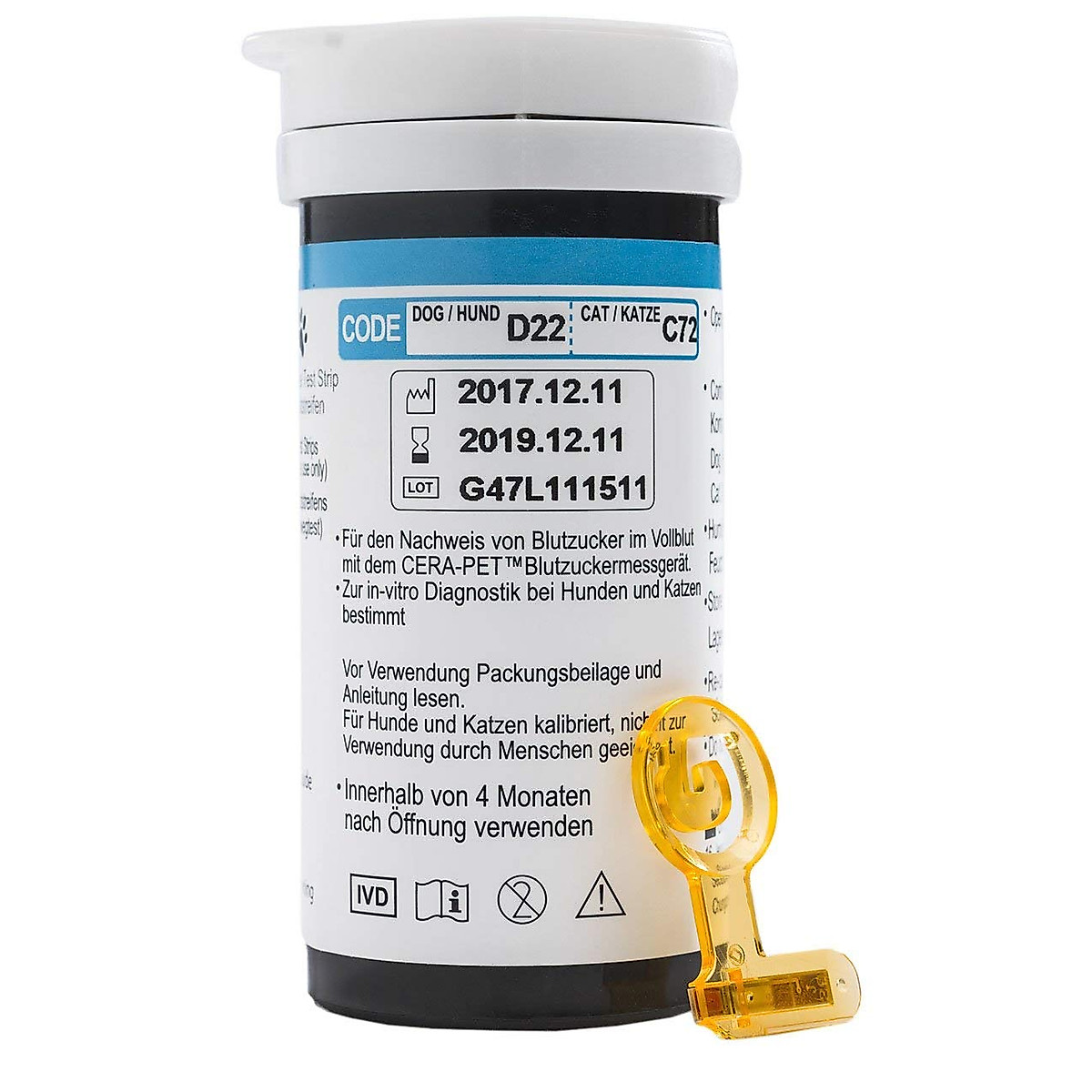 50 x CERA-PET Vet Blood Glucose Strips for Cats & Dogs, Pet Owners and Vet Test Replacement Strips