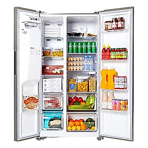 NUTRIFROST Side-by-Side Refrigerators with Ice Makers, 18.1 Cubic Feet No Frost Freestanding Freezer Fridge, 2 Door Full Size Refrigerator for Kitchen/Office/Commercial, Stainless Steel Grey