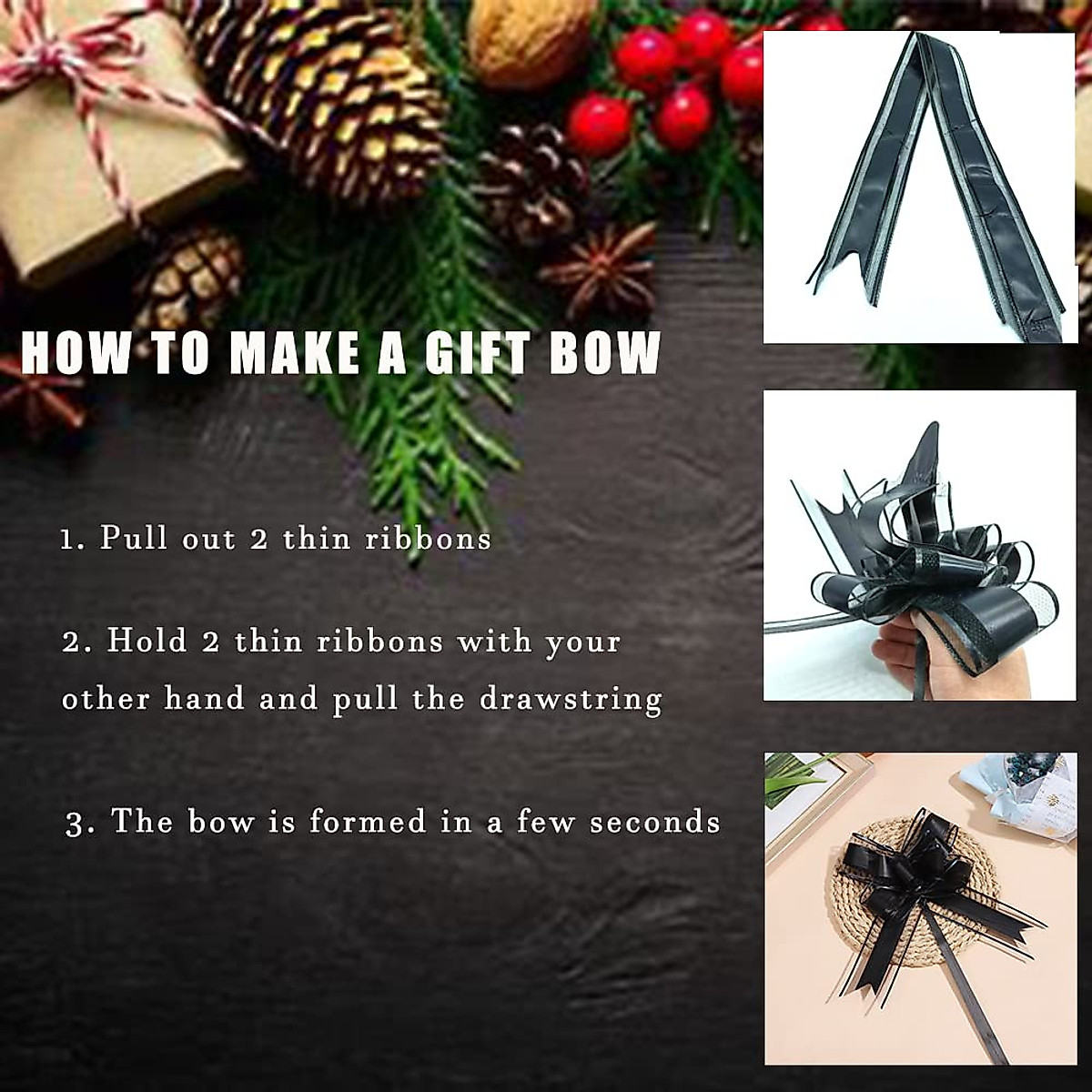 WDHHNP 20 PCS Large Bow Gift Wrapping Bows, Wedding Gift Blue Ribbon Laorgan Yarn Ribbon Bow, Party Birthday Holiday Gift Wrapping Bow, Christmas, Valentine's Day Present Decoration Bow.