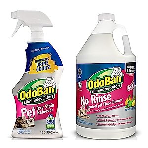 OdoBan Pet Solutions Neutral pH Floor Cleaner Concentrate, 1 Gallon, and Oxy Stain Remover, 32 Ounce Spray