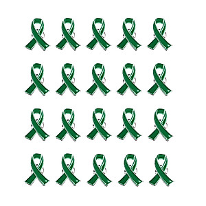Green Ribbon Awareness Pin 20 Pcs Mental Health Awareness Brooch Hope Enamel Lapel Pins