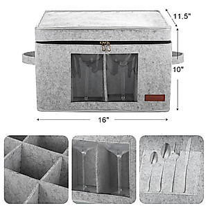 Foyego Wine glass Storage Boxes, Stemware Storage Cases with Divider, China Storage Containers Box for 12 Crystal Glassware,Goblets,Wine Glasses,Drinkware Packing & Moving