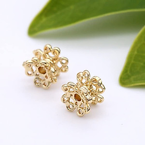 ZLXDP 14K Gold Color Brass Cylinder Spacer Beads Bracelet Beads Jewelry Making Supplies DIY Findings