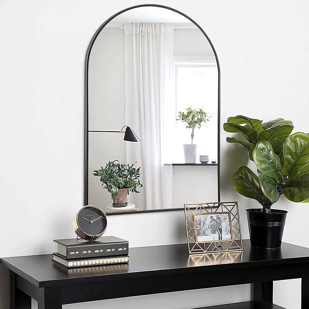 NeuType 36"x24" Arched Wall Mirror Full Length Wall Mirror Body Mirror Bathroom Mirror Full Body Hanging Mirror Black Floor Mirror Standing Mirror Black Mirror for Bathroom