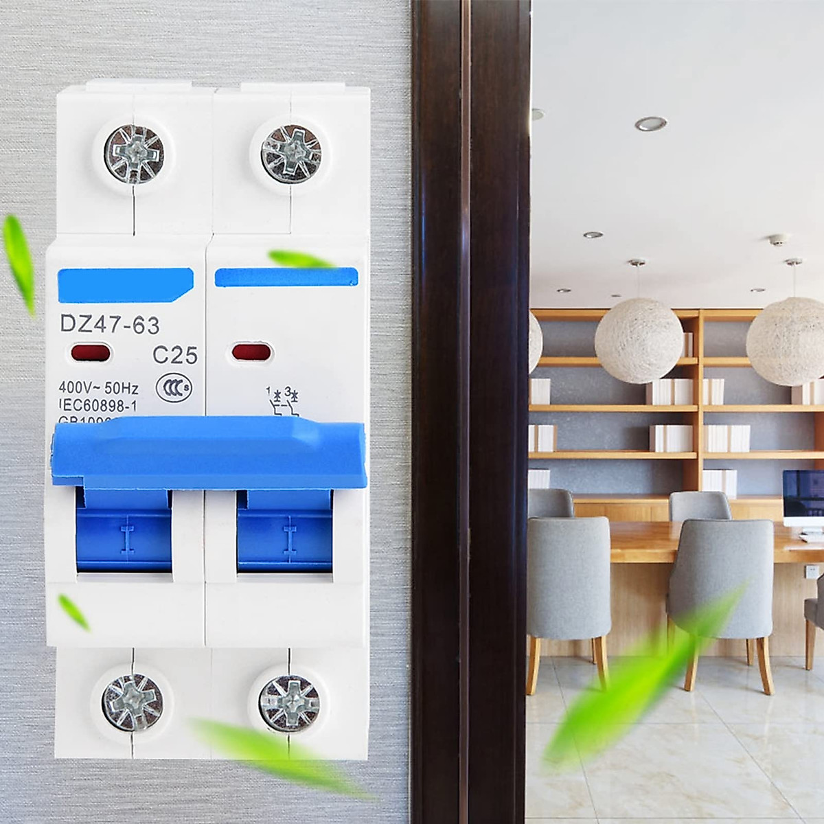 YWBL-WH Miniature Circuit Breaker DZ47-63 2P 400V AC Miniature Circuit Breaker Leakage Air Switch 25A 40A 50A 63A(25A)