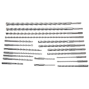 SDS Plus Rotary Hammer Drill Bits 20pcs SDS+ Carbide Tip Concrete Masonry Hole Tools with Storage Case Drill Bits Size Range 3/16"~13/16"